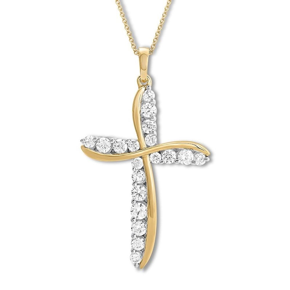 Yafe 18K Gold Plated Double Wavy Infinity Cross with Cubic Zirconia ...