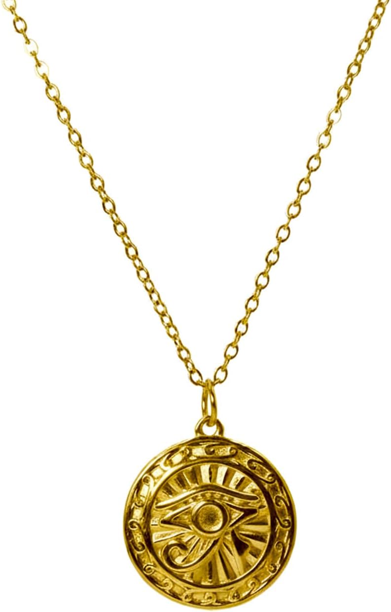 18K Gold Plated Eye of Ra Pendant Necklace - Titanium Steel Base, Tarot ...