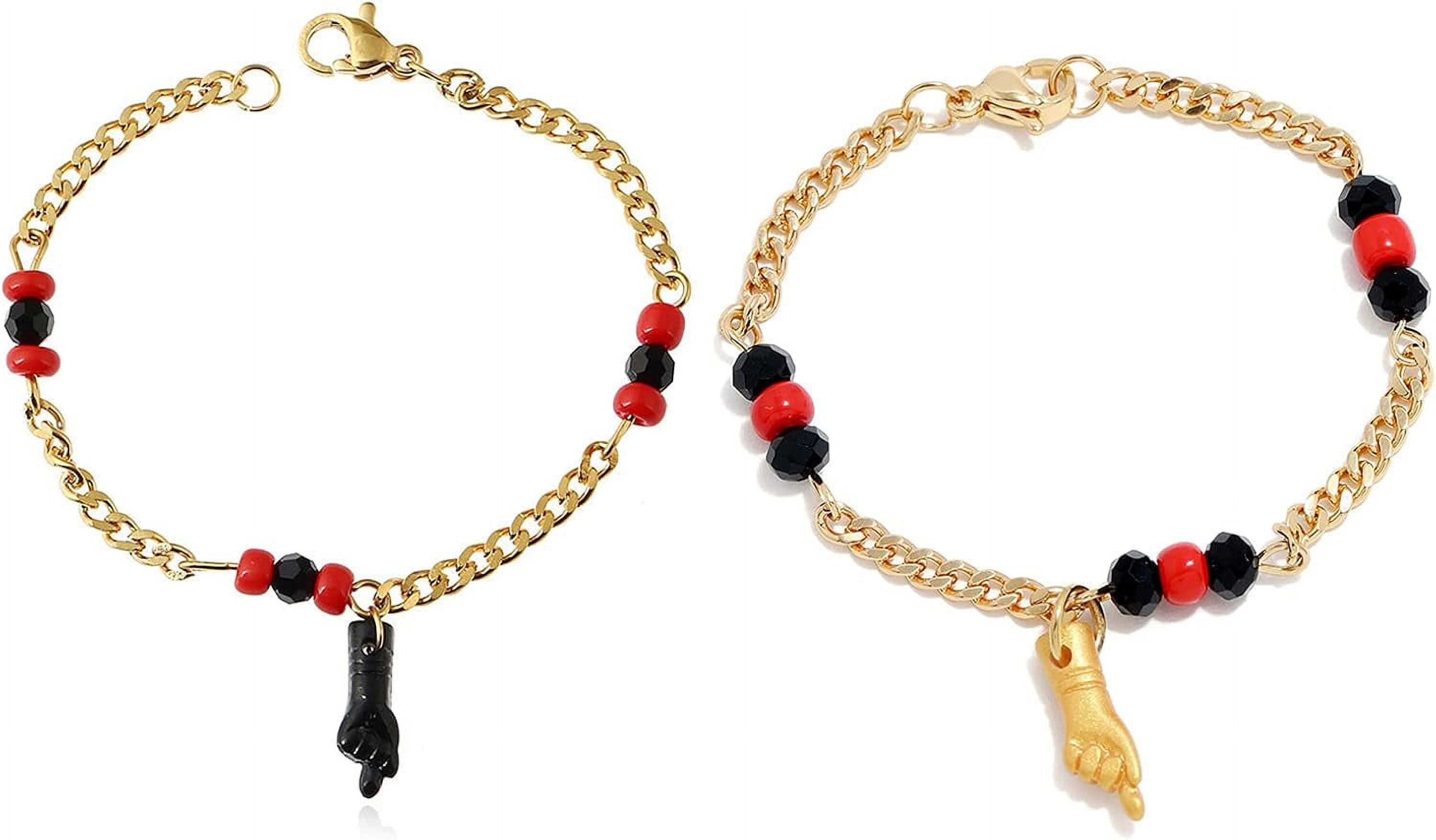 18K Gold Plated Figa Gesture Hand Pendant Azabache Chain Bracelet ...