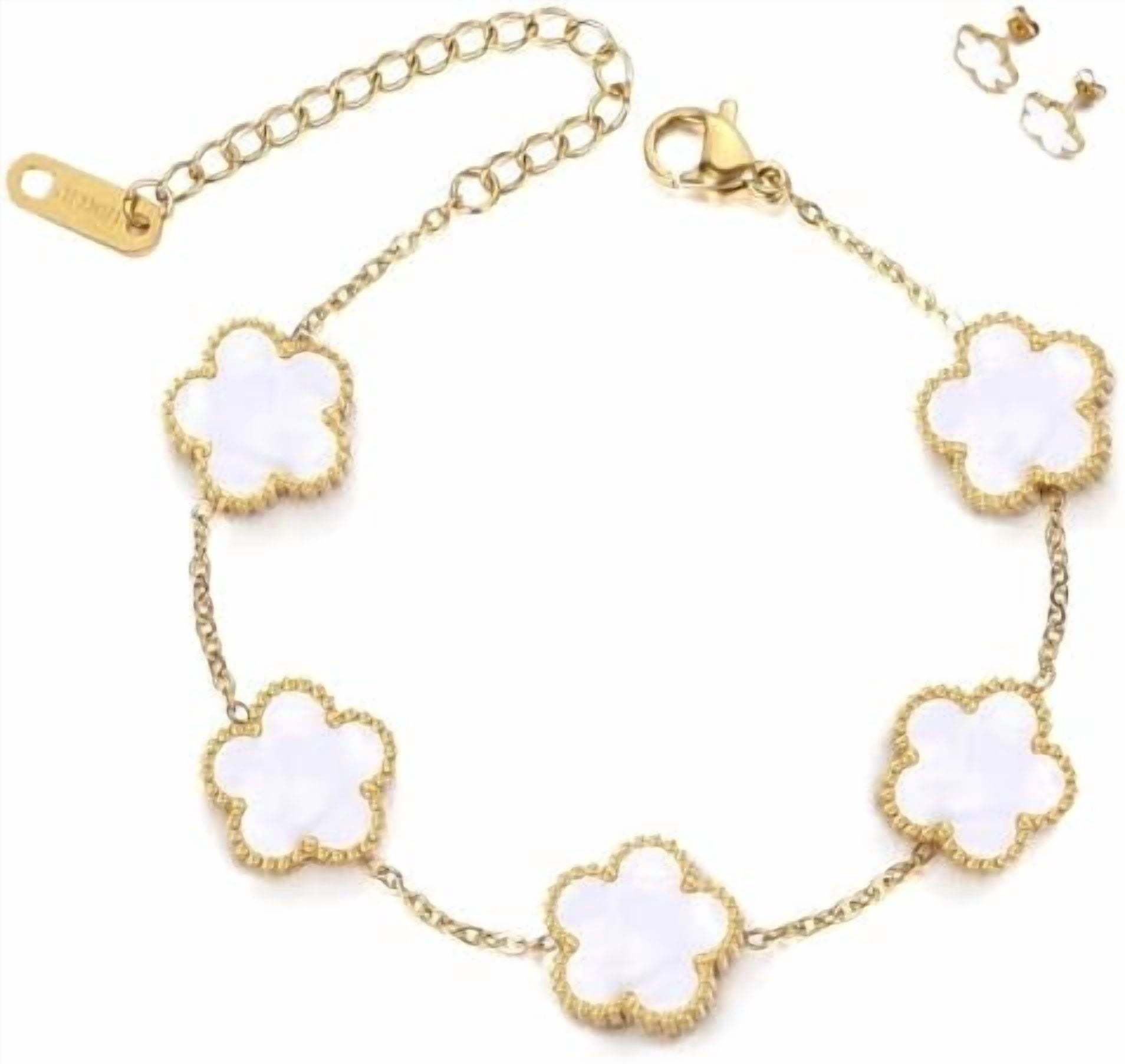 18K Gold Plated Four Leaf Clover Bracelet for Women Gold Bracelet ...