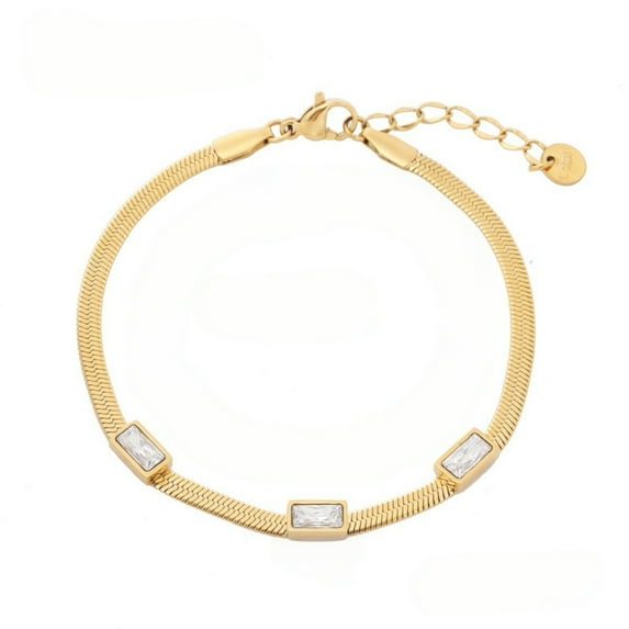 18K Gold-Plated Heart Pendant Cubic Zirconia Bracelet — MONMONDAY Brand ...