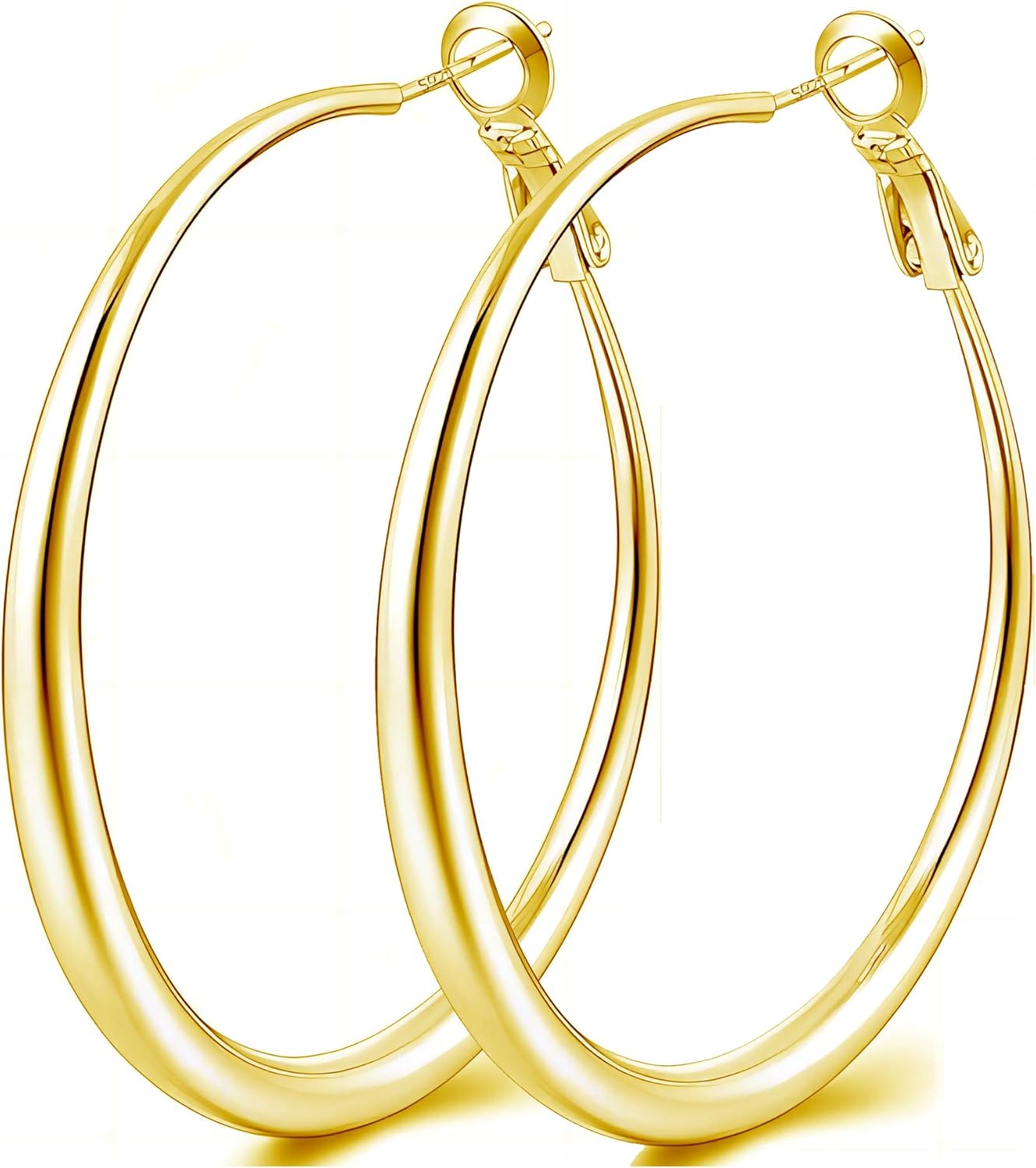 18K Gold Plated Hoop Earrings for Women, Chunky Lightweight ...