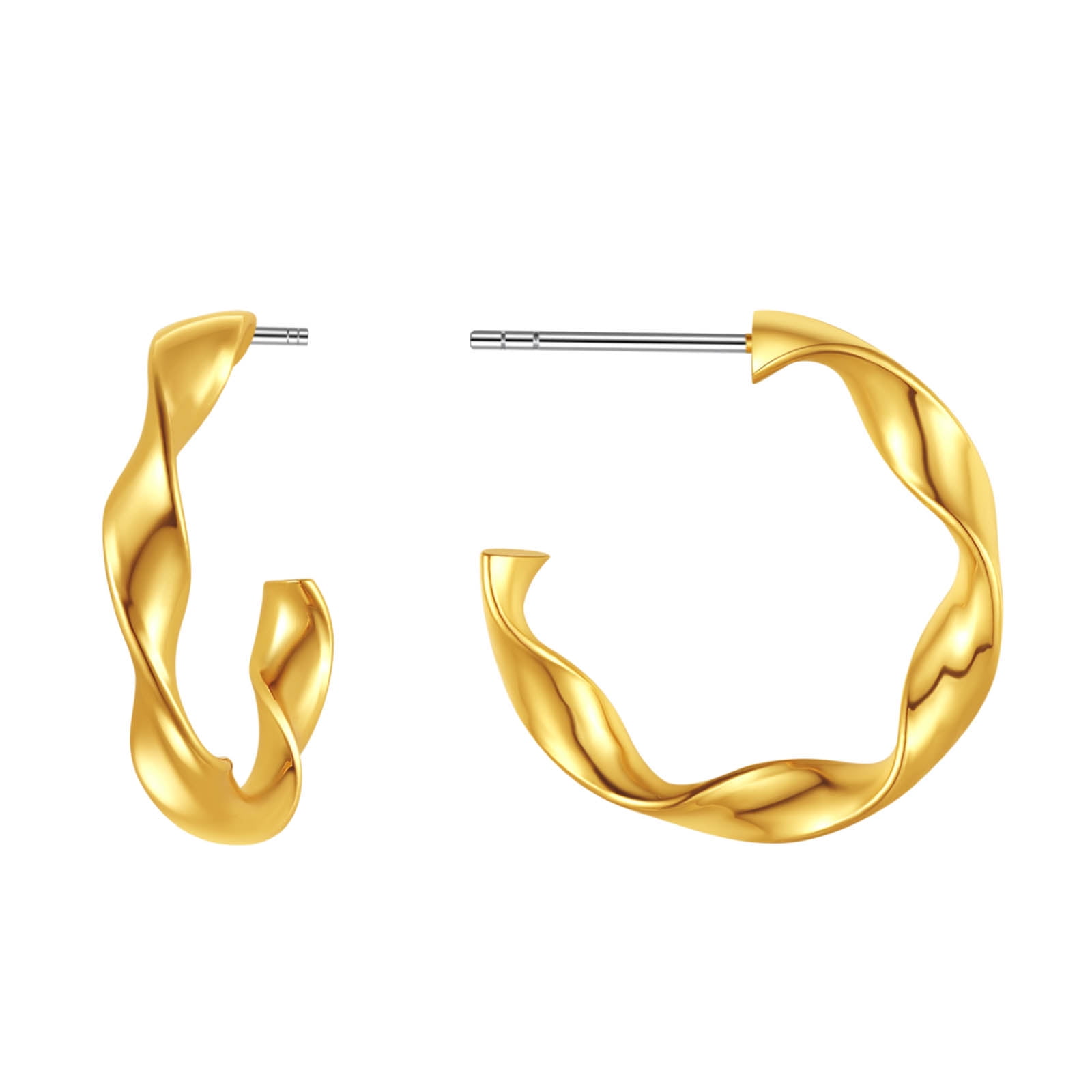 Clearance 14K Gold Plated Hoop Earrings for Women Large Twisted with ...