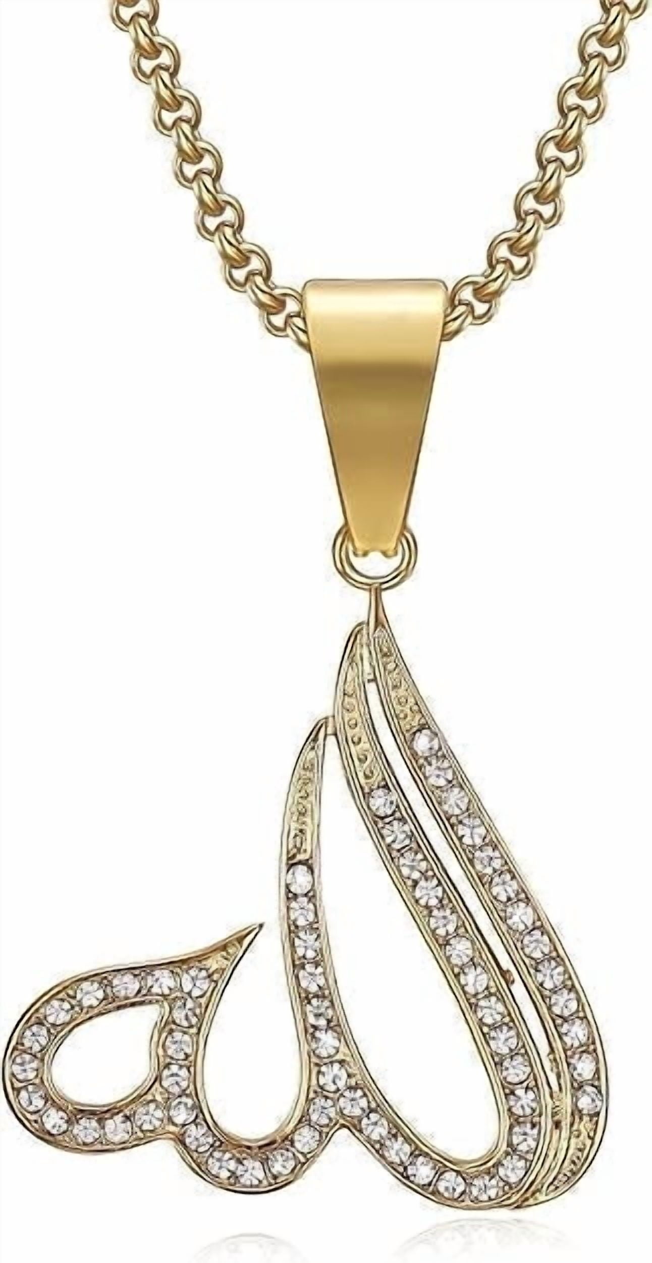 18K Gold Plated Islam Allah Arab Muslim Pendant Stainless Steel ...