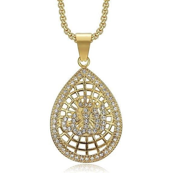 18K Gold Plated Islam Allah Arab Muslim Pendant Stainless Steel ...