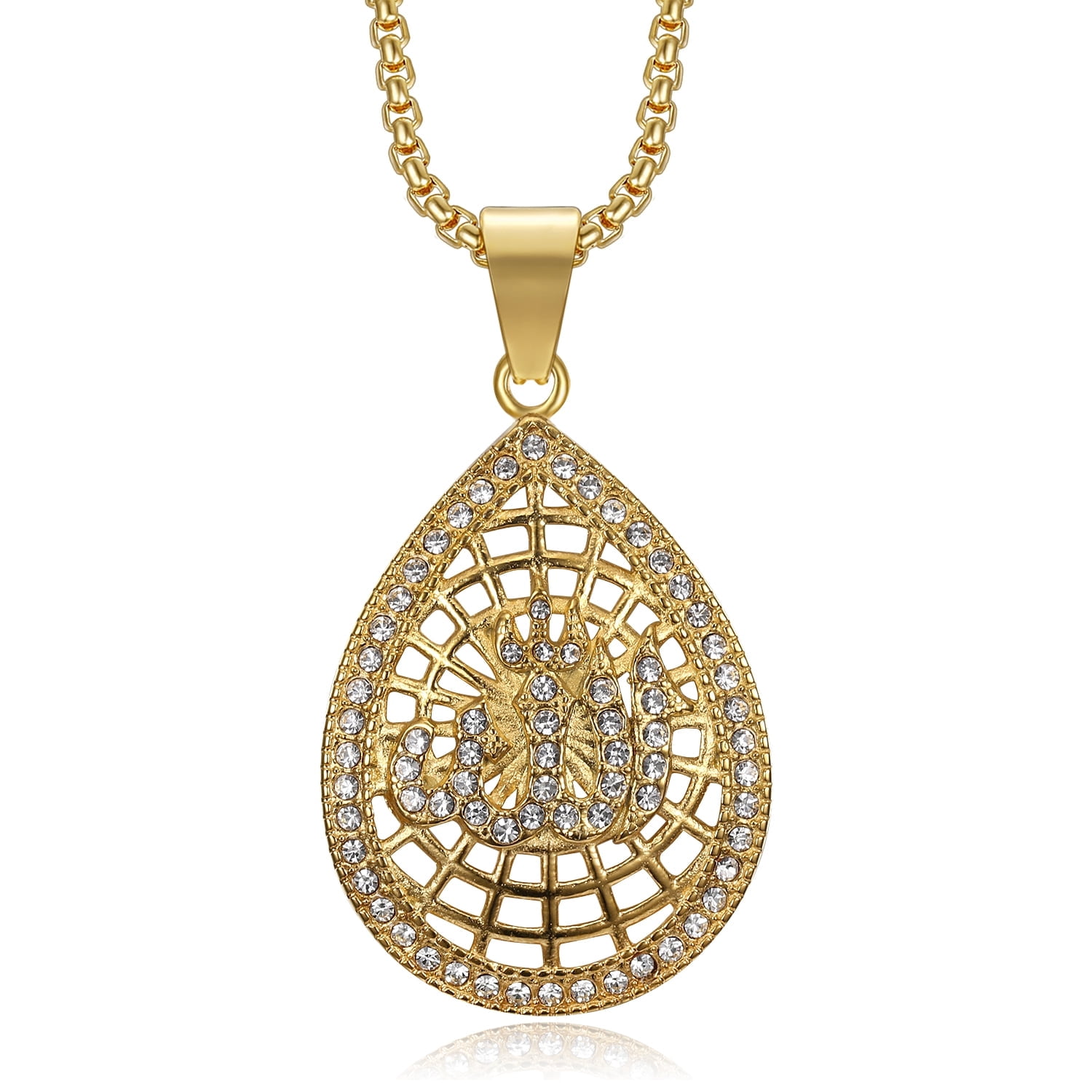 18K Gold Plated Islam Allah Arab Muslim Pendant Stainless Steel ...