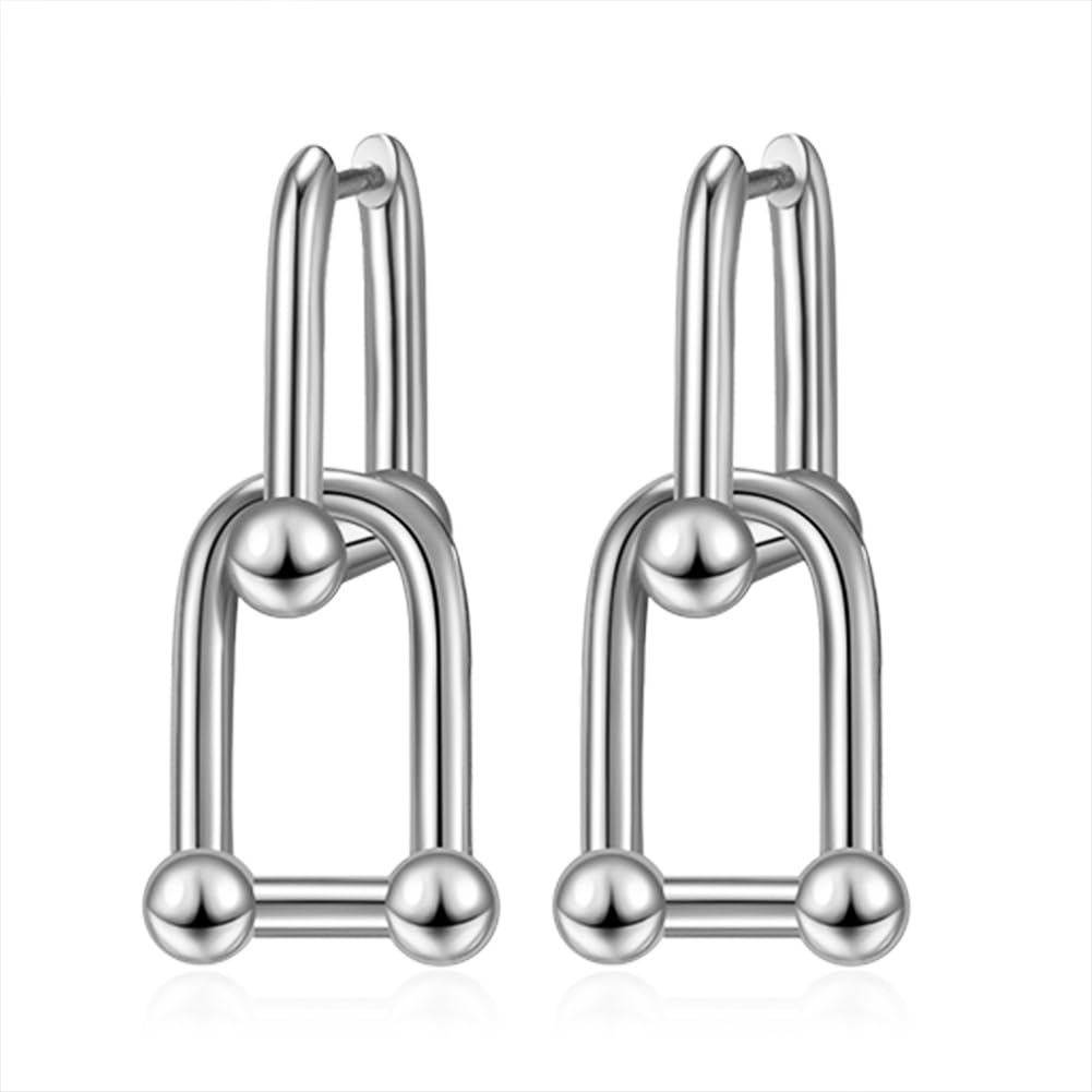 18K Gold Plated Link Earrings for Women, Paperclip Link Chain Earrings ...