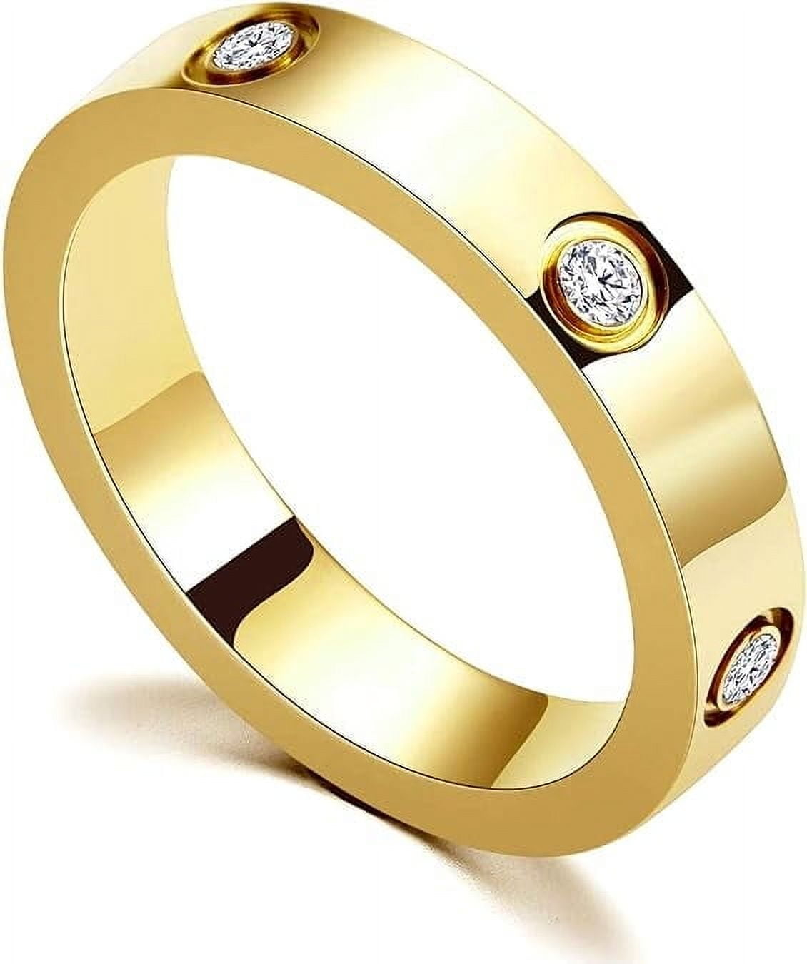 18K Gold Plated Love Friendship Ring Stainless Steel Zircon Band Ring ...