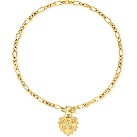 18K Gold Plated Love Heart/Eagle Medallion/Puff Heart/CZ Starburst Pendant Necklace for Women ...