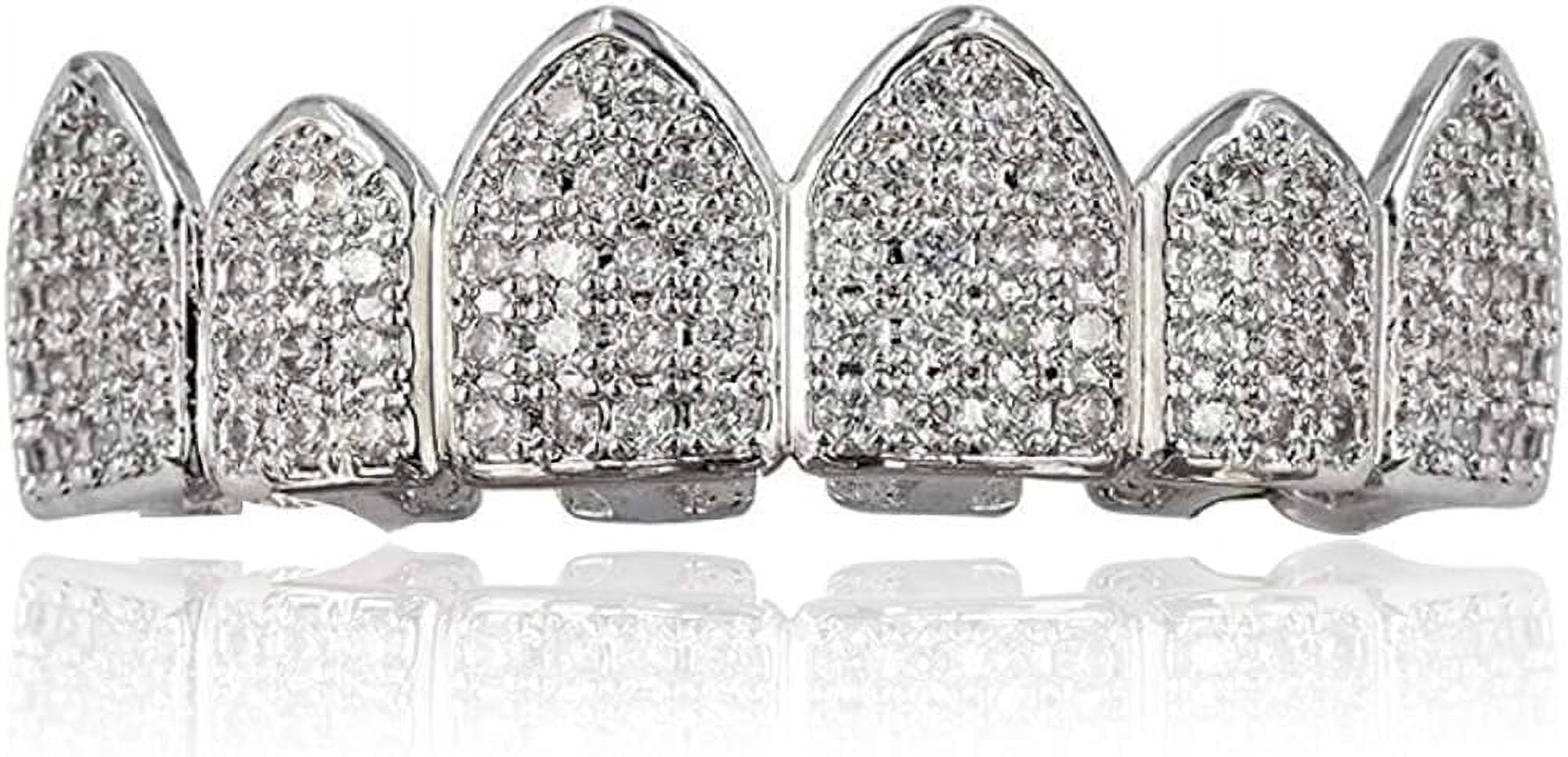 18K Gold Plated Macro Pave CZ Iced-Out Grillz with Extra Molding Bars ...