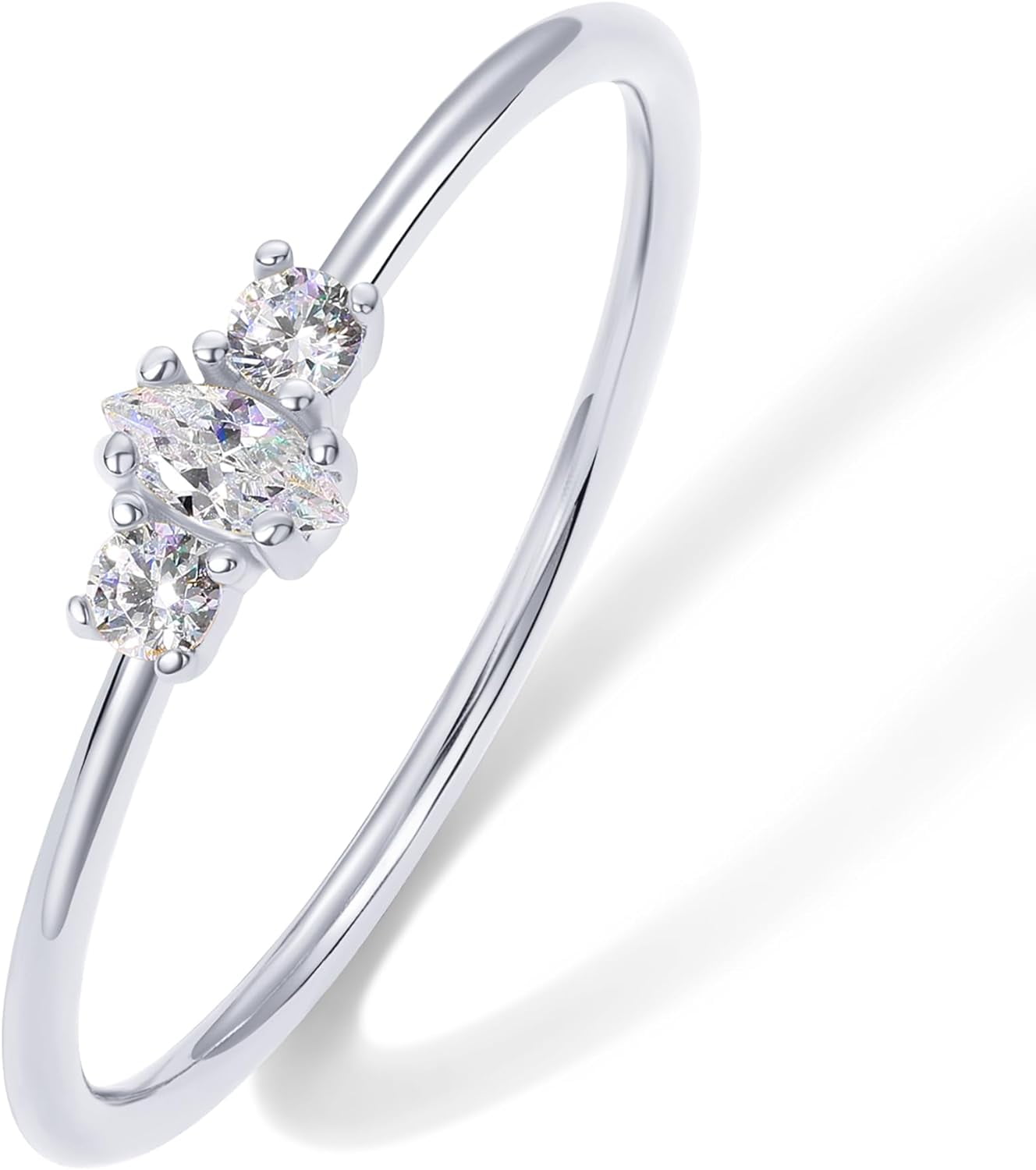 18K Gold Plated Marquise Mini Cubic Zirconia Stackable Ring for Women ...