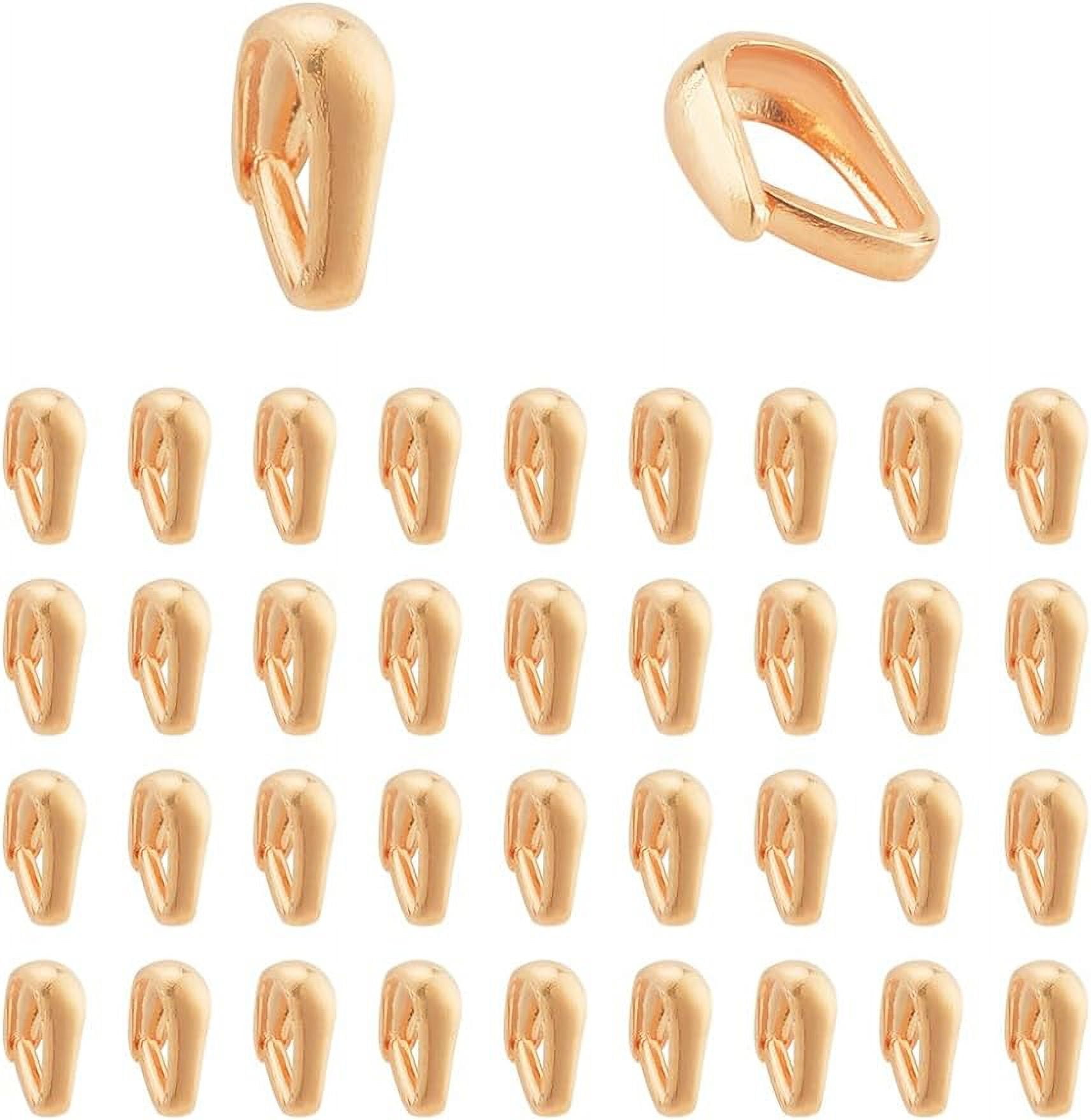 18K Gold Plated Snap On Bails 50pcs Brass Pendant Clasps 5x3mm Teardrop ...