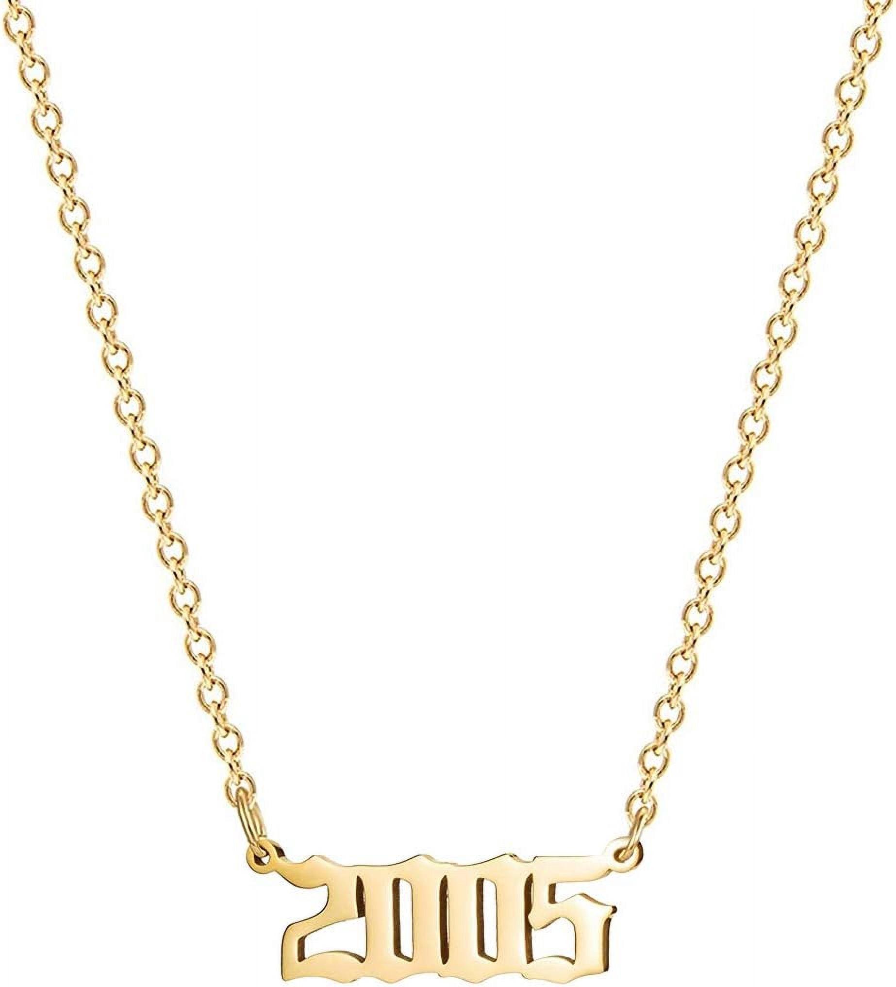 18K Gold Plated Stainless Steel Year Necklace Birthday Year Number ...