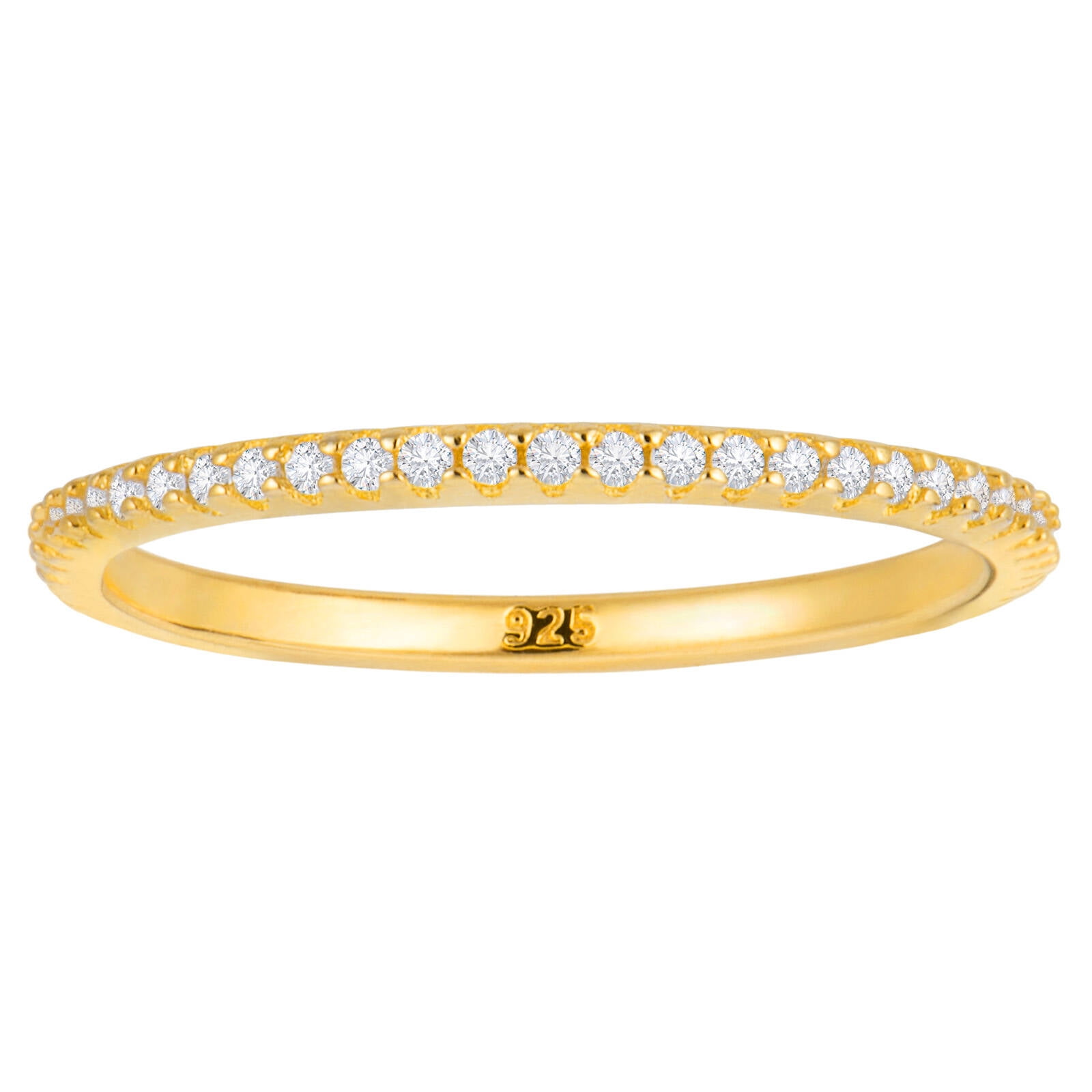 18K Gold Plated Sterling Silver Full Eternity Band | Cubic Zirconia ...