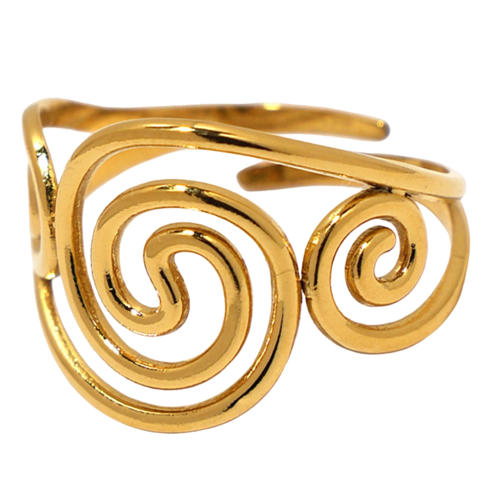 18K Gold Plated Swirls Designs Rings Stainless Steel Jewelry For Women ...
