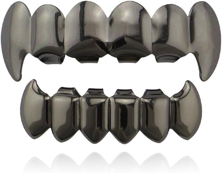 Custom Made Gold Grills Custom Fit Silver Plated Fang Grillz Set - Top ...