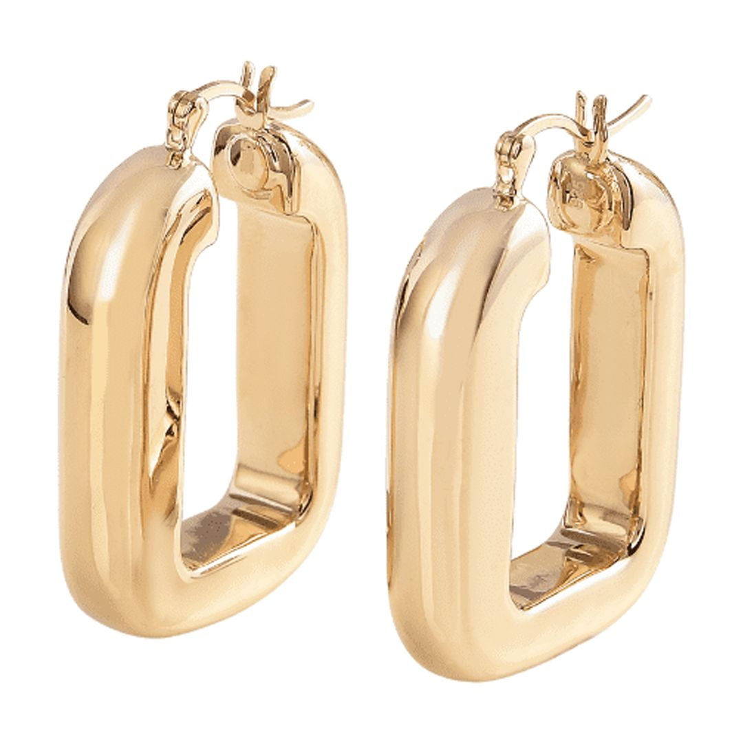 18K Gold Vermeil Rectangular Hoop Earrings - Walmart.com