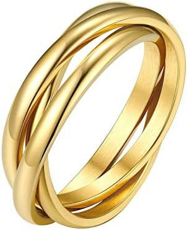 18K Plated Interlocked Rolling Fidget Ring for Anxiety for Women and ...