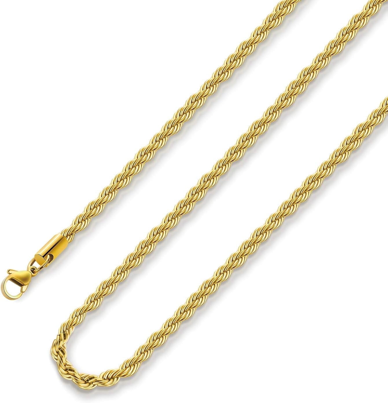 Twist Chain Necklace, Stainless Steel Rope Chain for Men Women, 16-26 ...