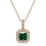18K Rose Gold 1ct Halo Emerald Square 18 Inch Necklace Plated[u946] - Walmart.com