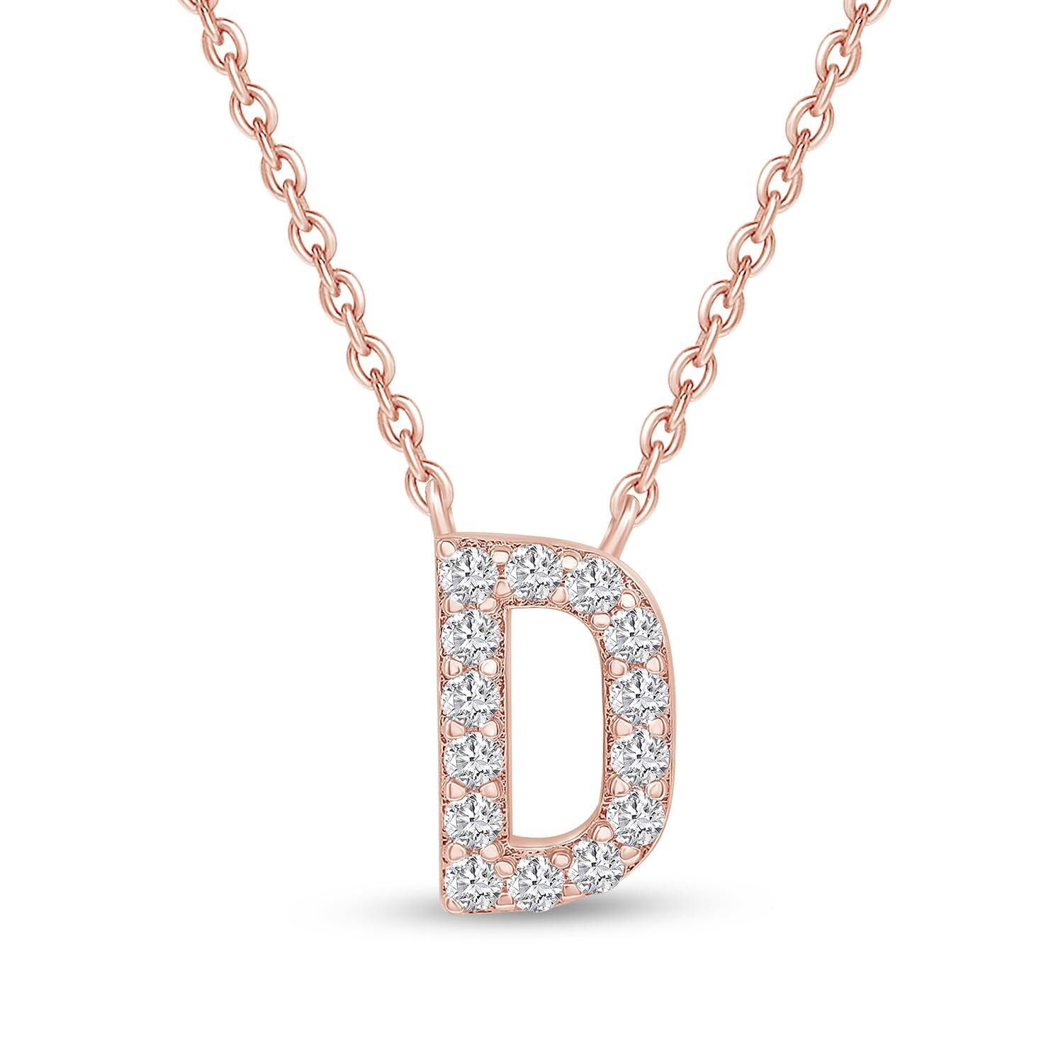 18K Rose Gold Plated Initial Necklace | Moissanite Diamond Alphabet ...