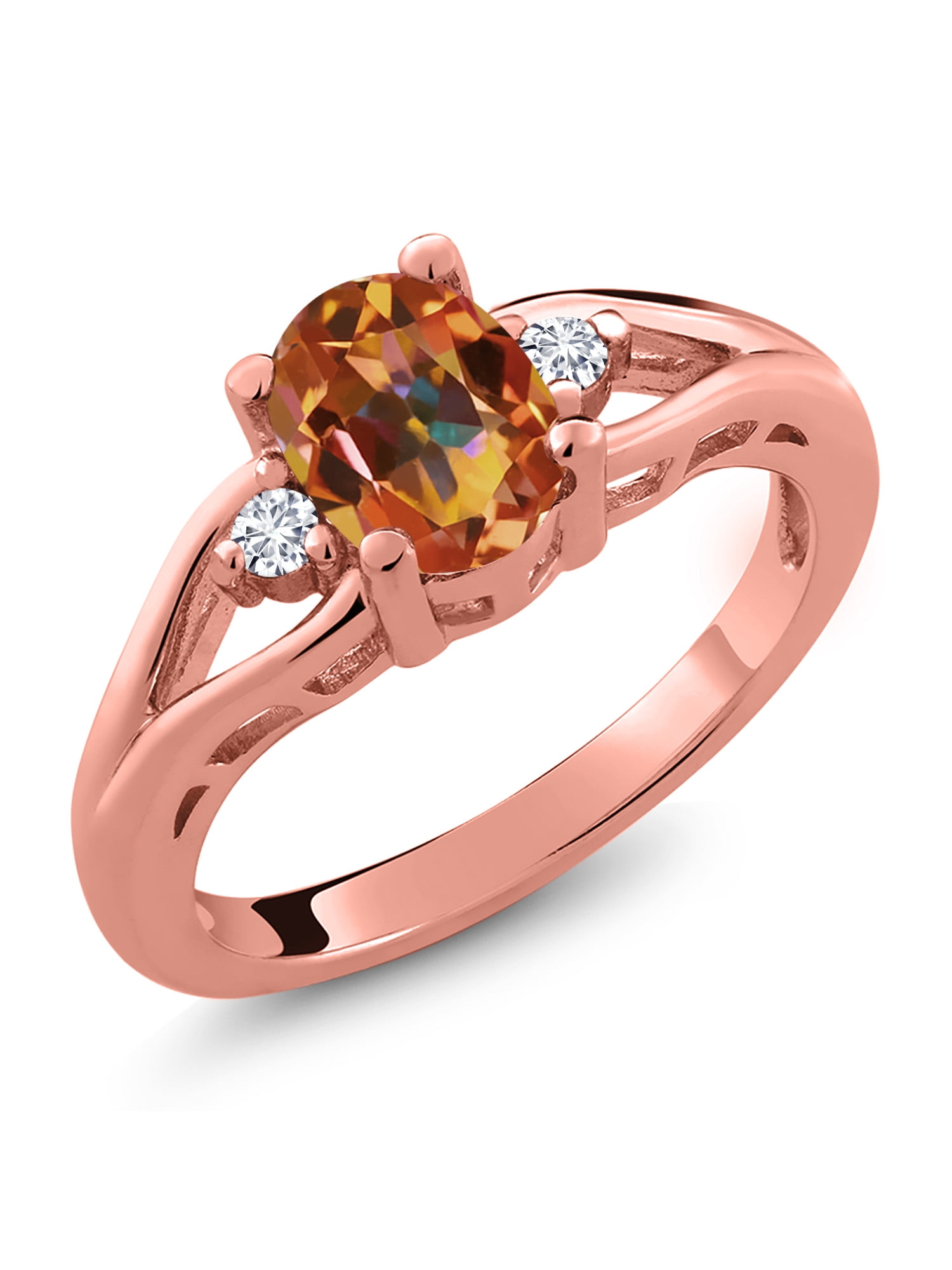18K Rose Gold Plated Silver Ecstasy Mystic Topaz and White Lab Grown ...