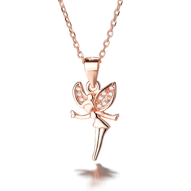 18K Rose Gold over Sterling Silver Crystal Fairy Pendant Necklace ...