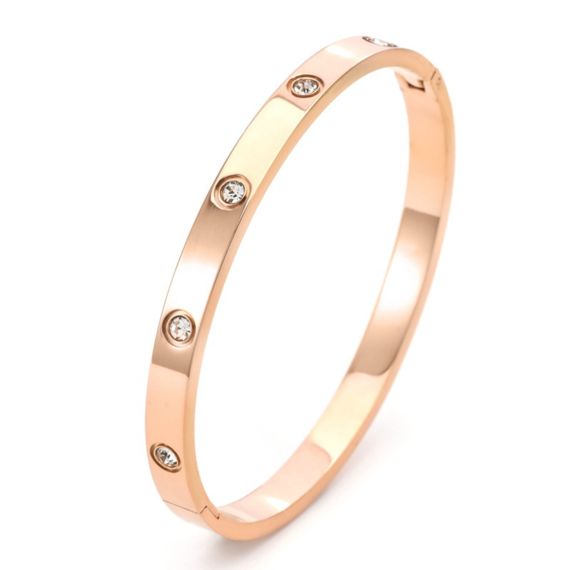 18K Rose gold Plated Love Friendship Bracelet with Cubic Zirconia ...