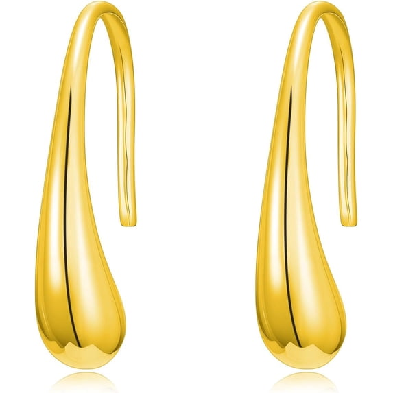 18K Solid Gold Teardrop Drops Earrings for Women, Dainty Yellow Gold ...