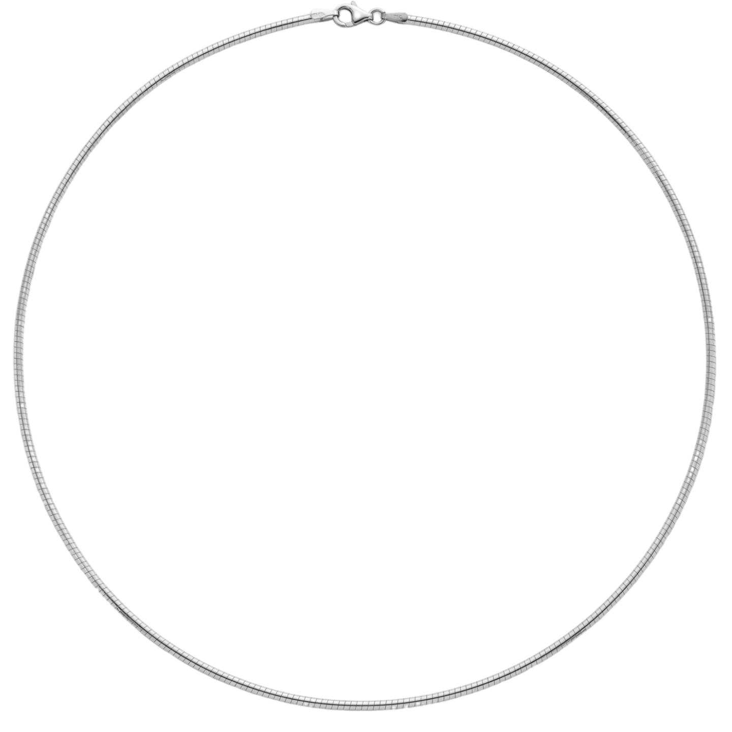 18K Solid White Gold 2mm Round Cubetto Omega Snake Chain Herringbone ...