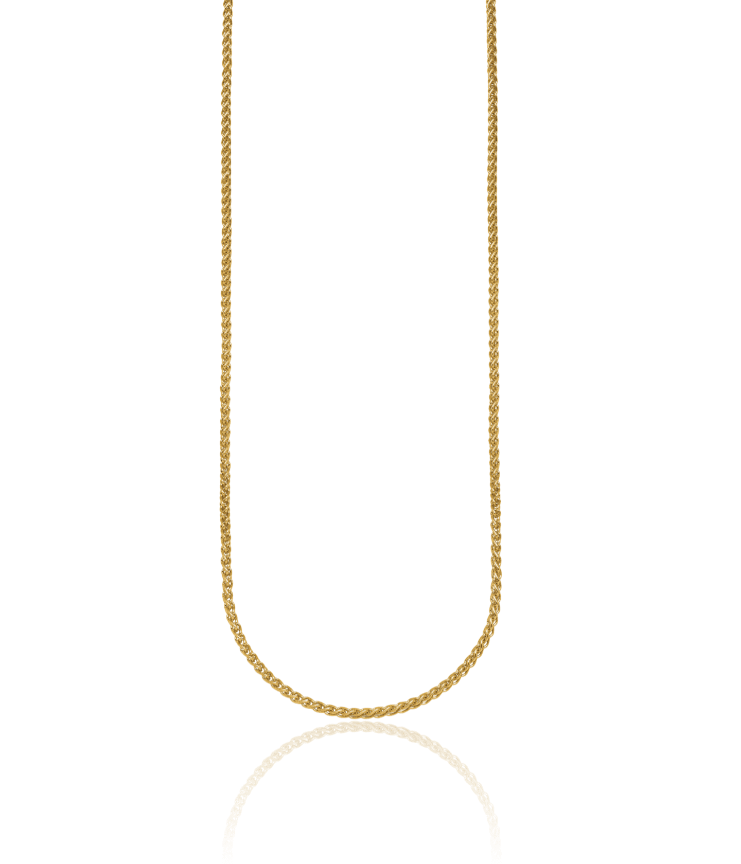 18K Solid Yellow Gold 2.1mm Spiga Wheat Link Chain Necklace 20 inch ...