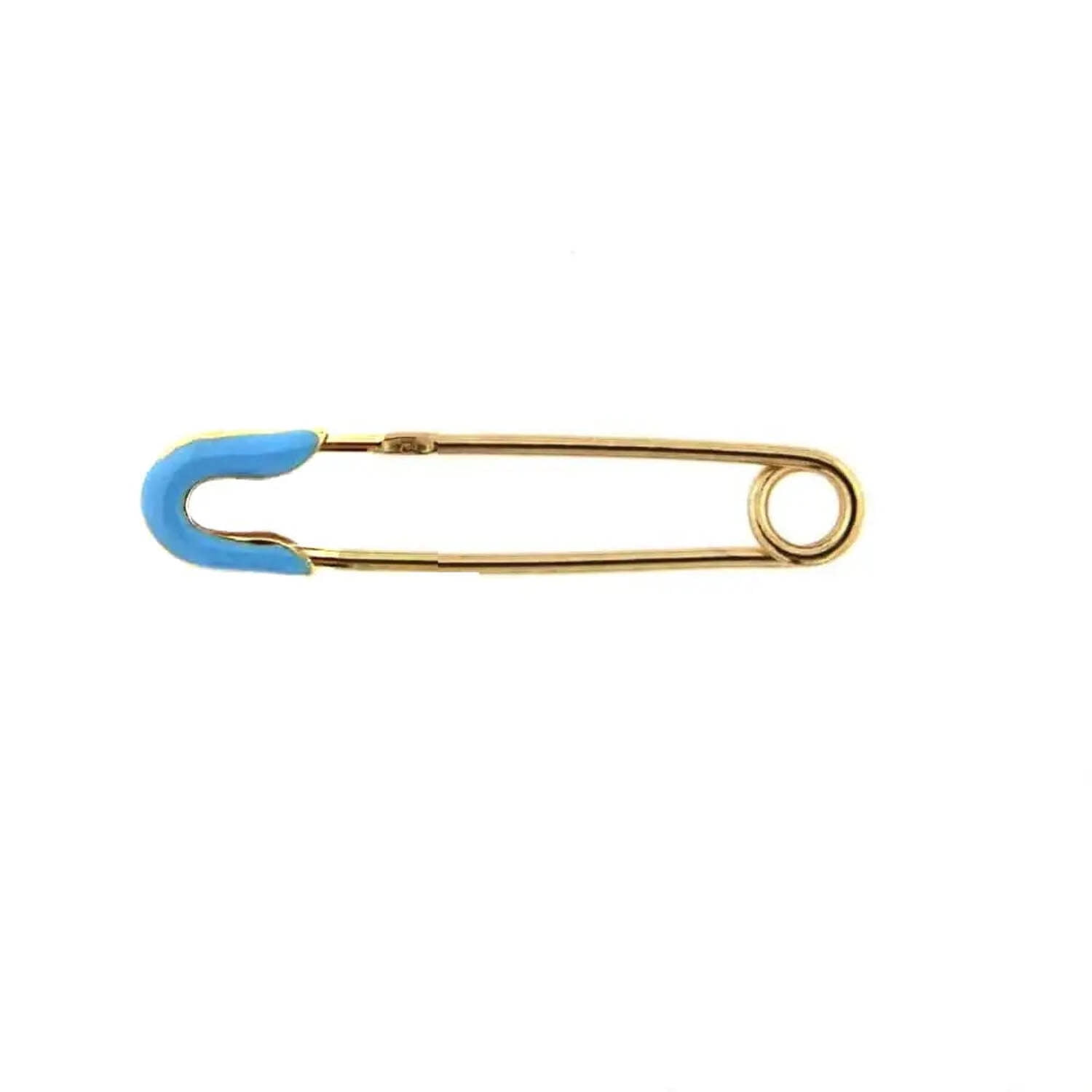 18K Solid Yellow Gold Blue Enamel Safety Pin 1 inch - Walmart.com