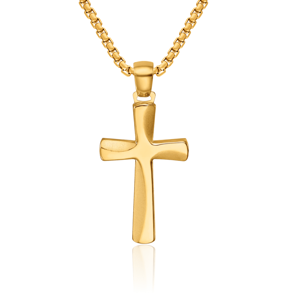 18K Solid Yellow Gold Holy Cross Necklace Religious Chain Pendant Jesus ...