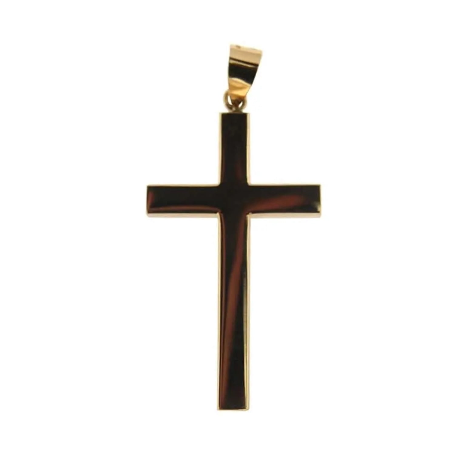 18K Solid Yellow Gold Large Polished Square Tube Cross - Walmart.com