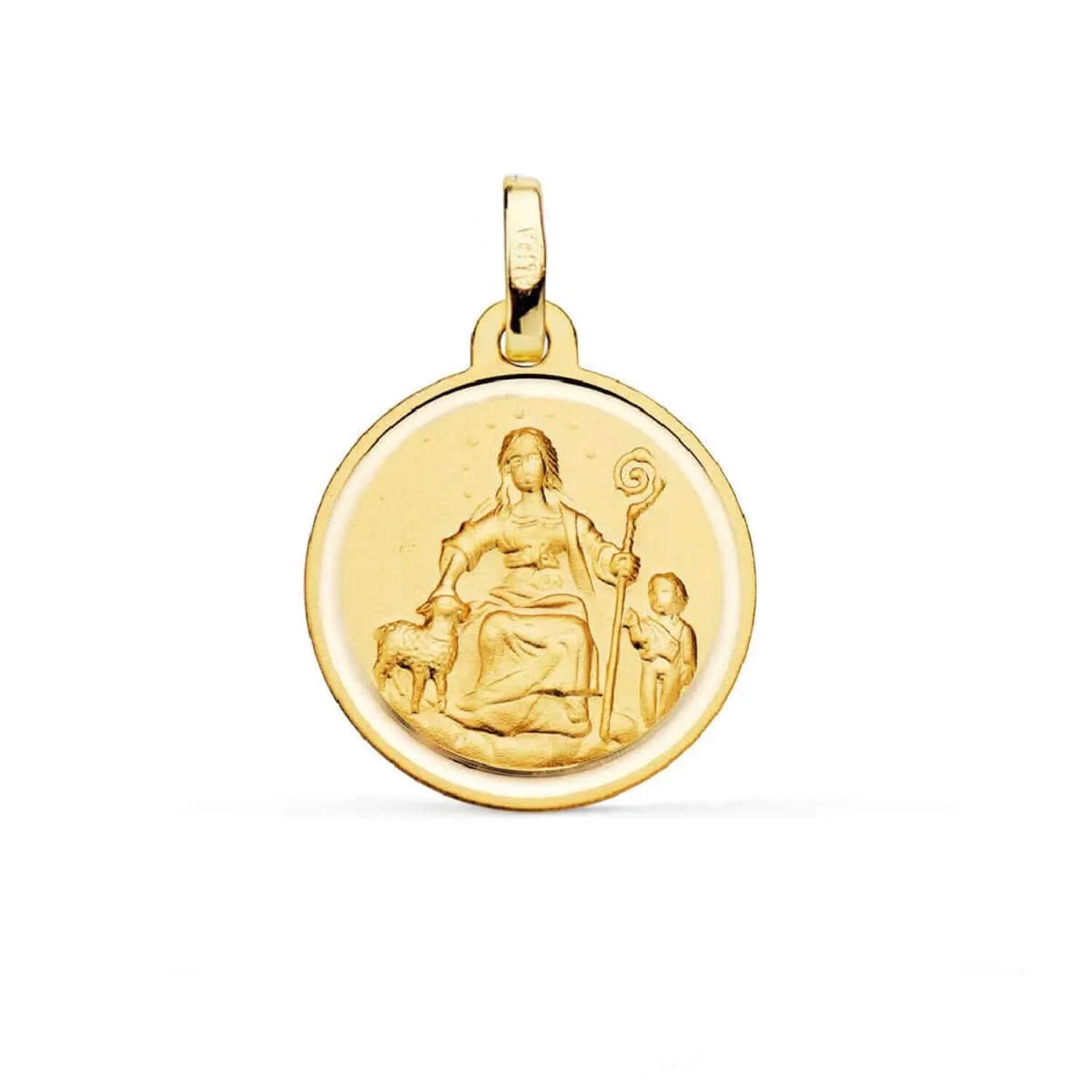 18K Solid Yellow Gold Our Lady Mother of the Good Shepherd Medal 18mm ...