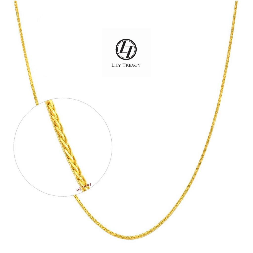18K Solid Yellow OR White Gold Wheat Chain AU750 Diamond-cut Square ...