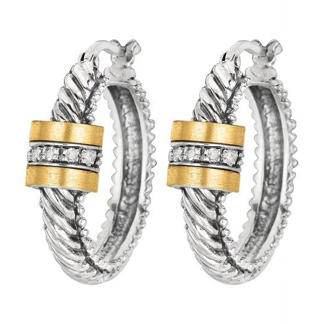 18K Sterling Silver Polished Italian Cable Earring with Hinged Clasp ...