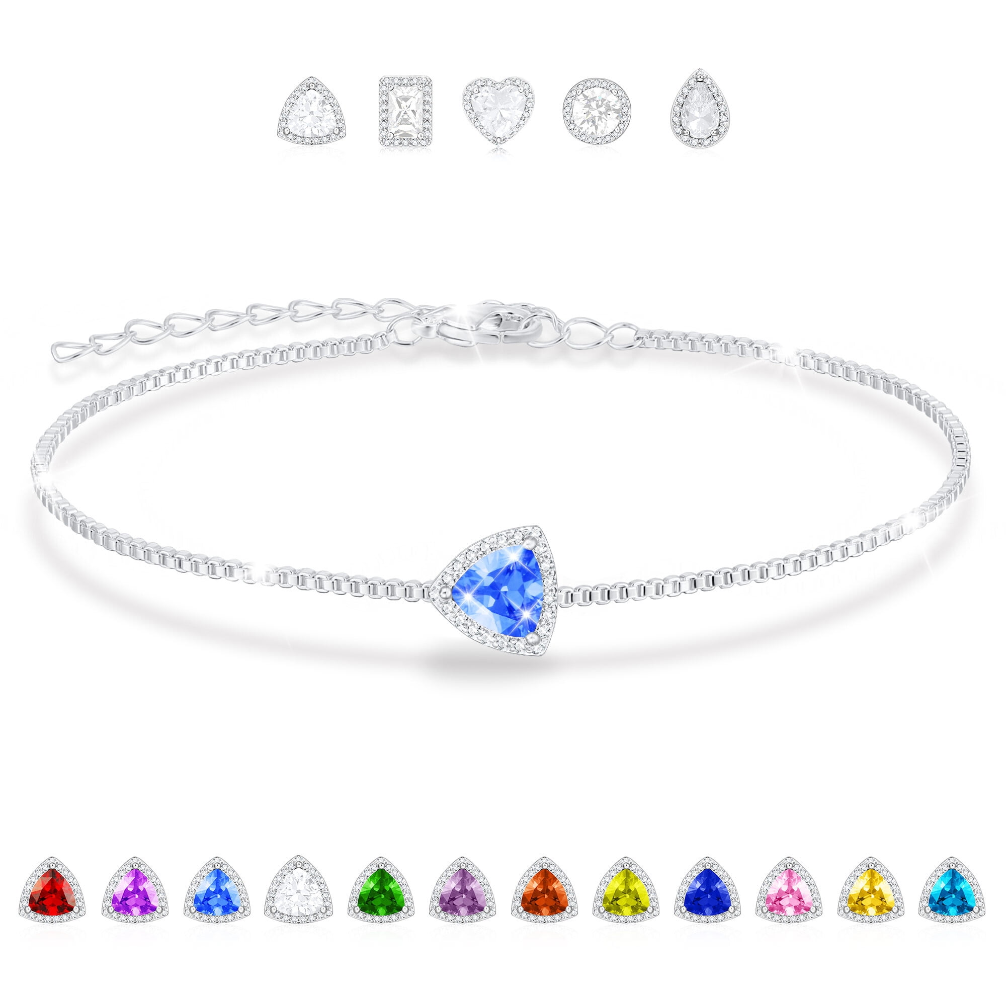 APSVO 18K White Gold Plated Triangle Bracelets for Women Teen Girls Kid ...
