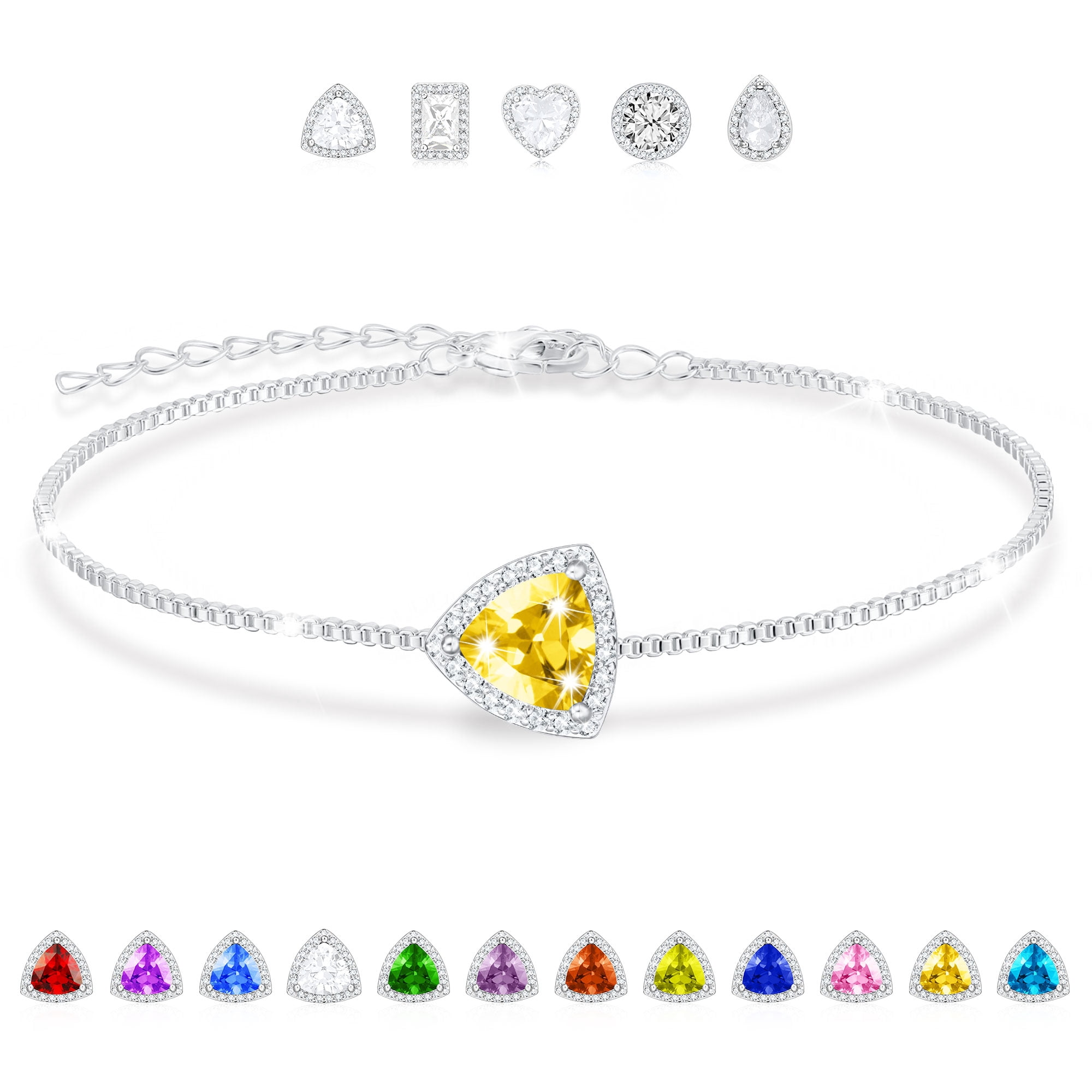 APSVO 18K White Gold Plated Bracelets for Women Girls S925 Sterling ...