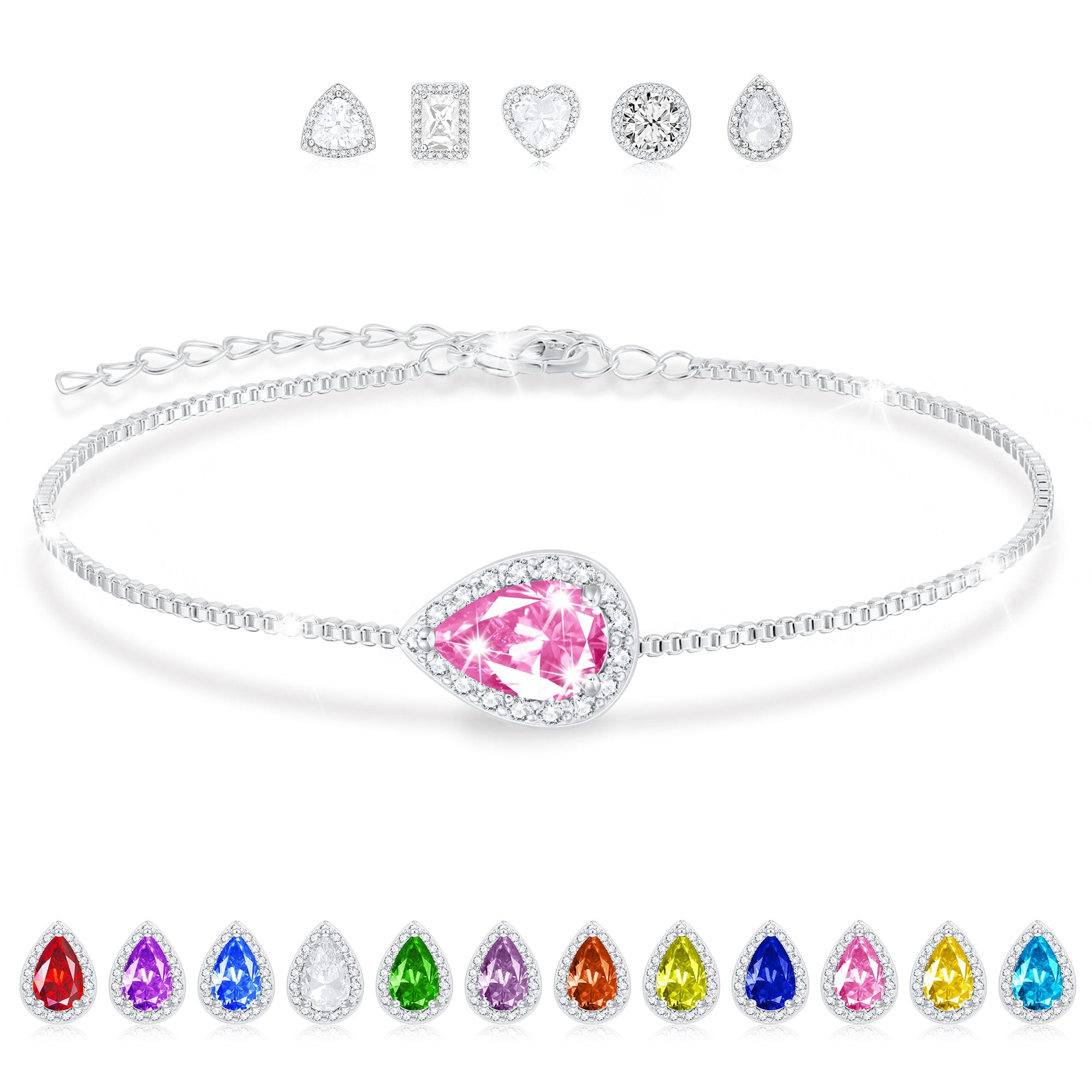 APSVO 18K White Gold Plated Teardrop Bracelets for Women Girls S925 ...