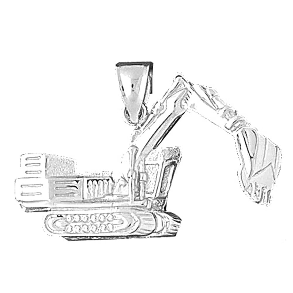 18K White Gold Bulldozer Pendant - 24 mm - Walmart.com