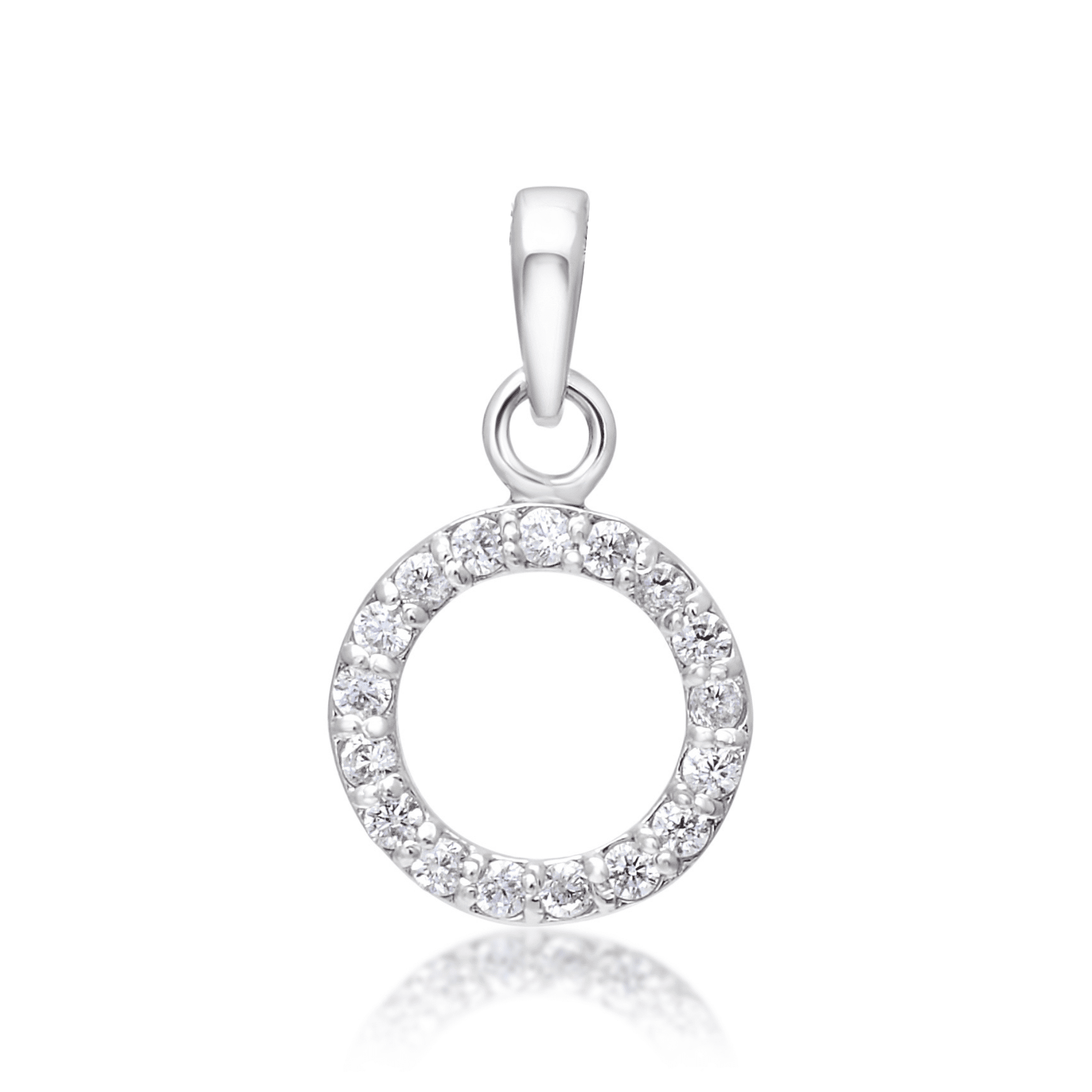 18K White Gold Plated 925 Sterling Silver Pendant / Locket Adorned with Authentic Round ...