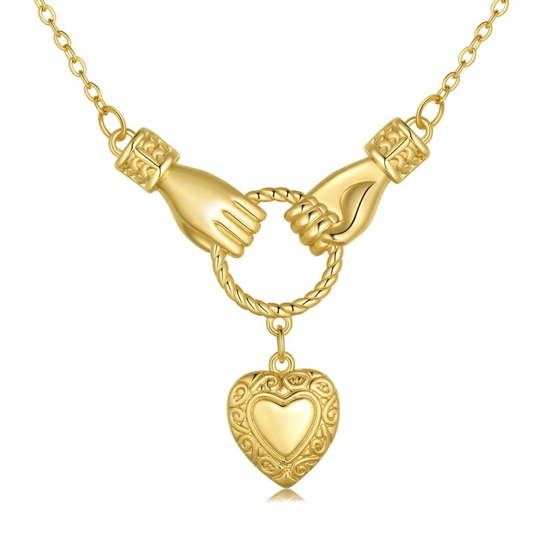 18K White Gold Plated Hands and Heart necklace, Always & Forever ...