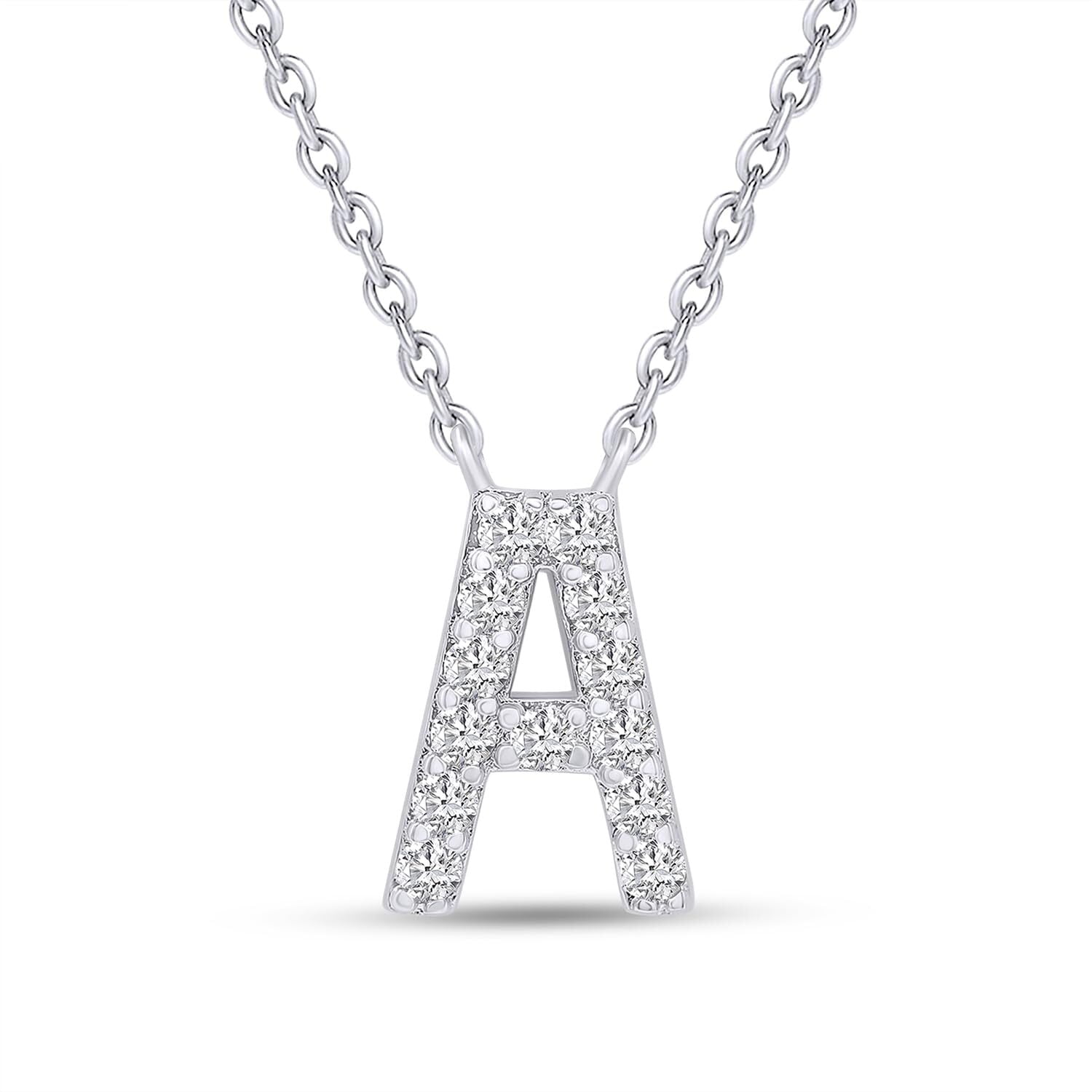 18K White Gold Plated Initial Necklace | Moissanite Diamond Alphabet ...