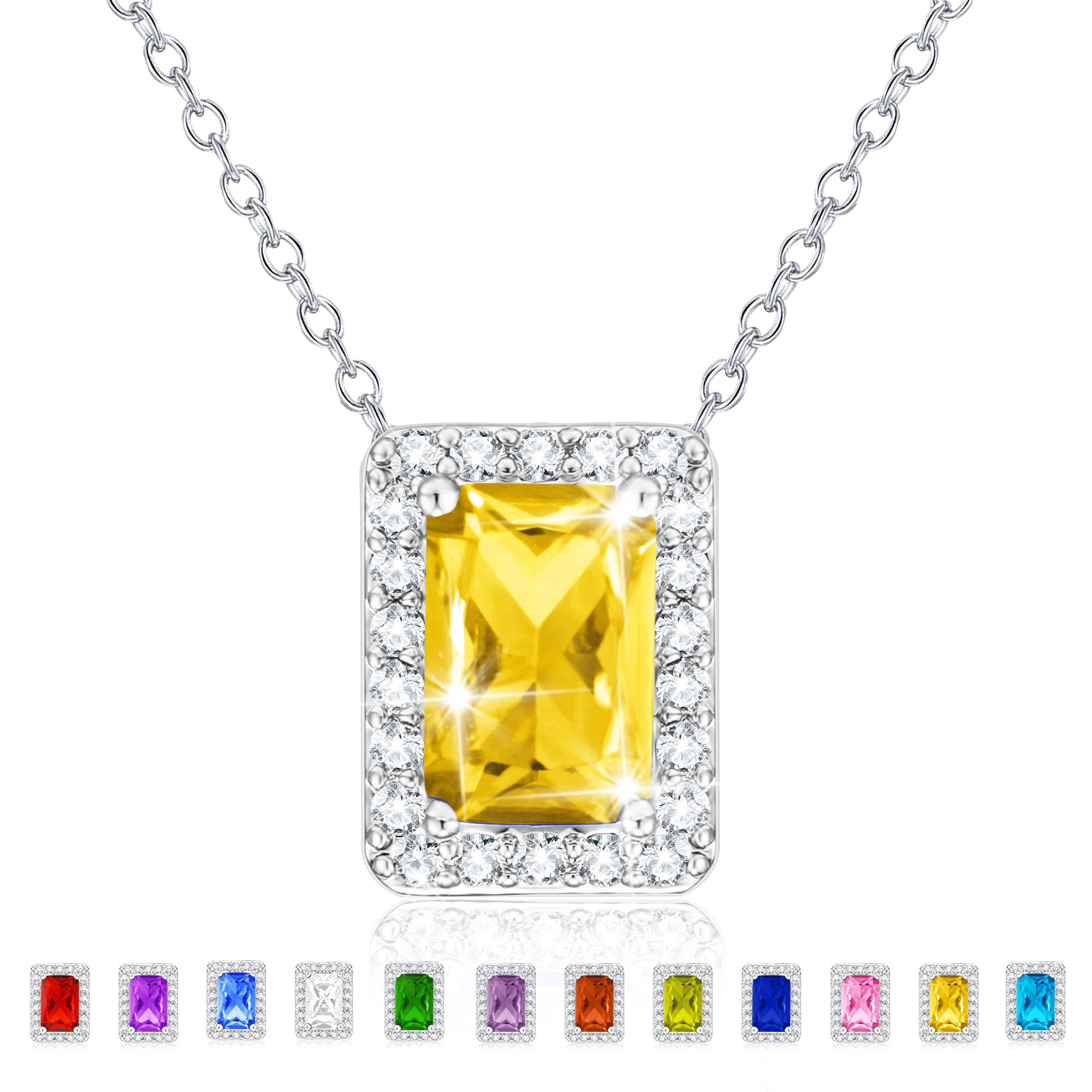 APSVO S925 Sterling Silver Plated Rectangle Necklaces for Women Girls ...