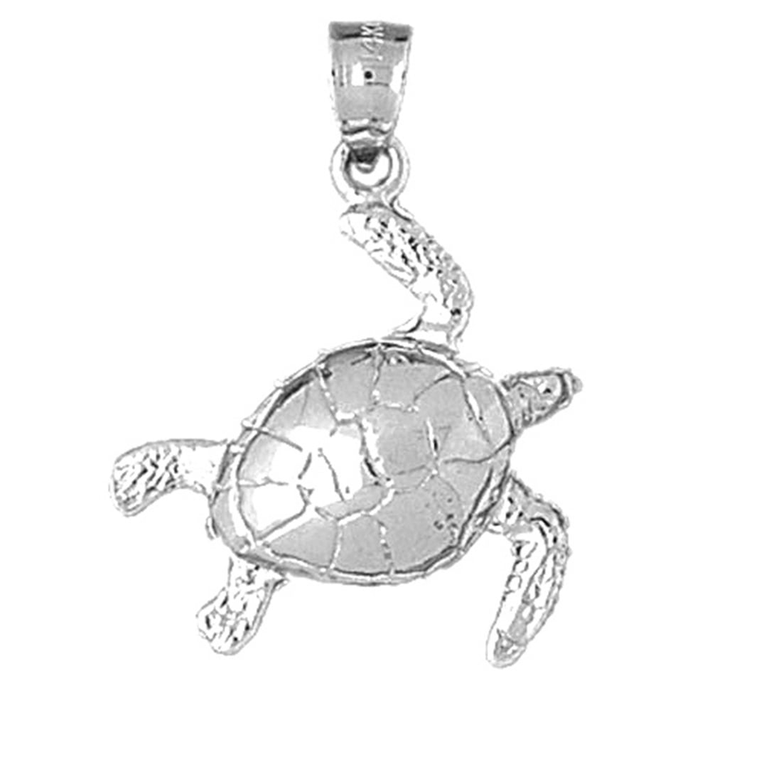 18K White Gold Turtles Pendant - 31 mm - Walmart.com