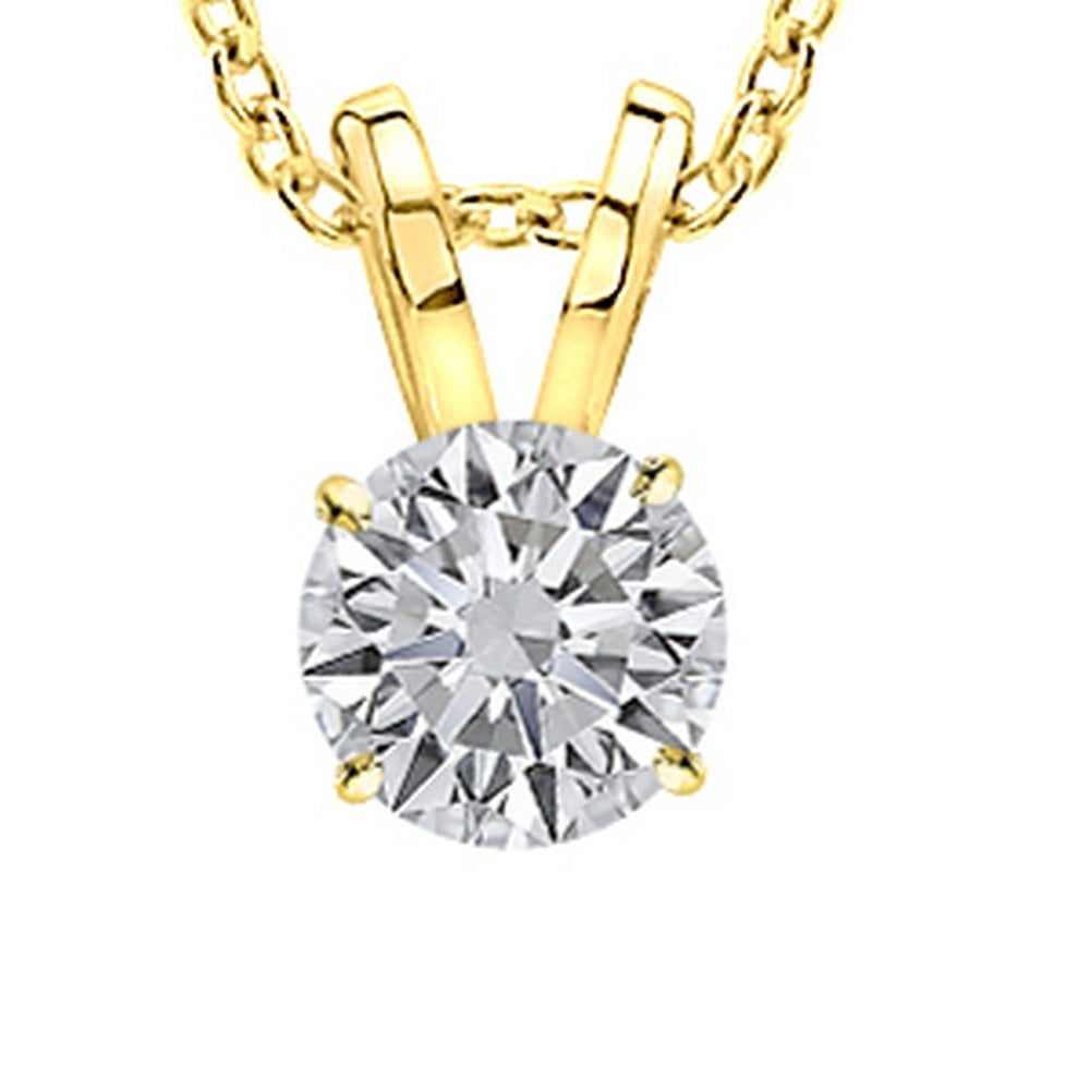 18K Yellow Gold 2.0 Carats Lab Grown Diamond Solitaire Pendant Necklace ...