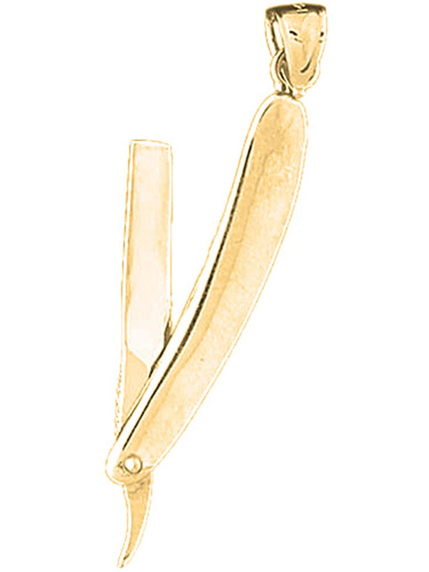 18K Yellow Gold 3-D, Moveable Straight Razor Pendant - 47 mm - Walmart.com