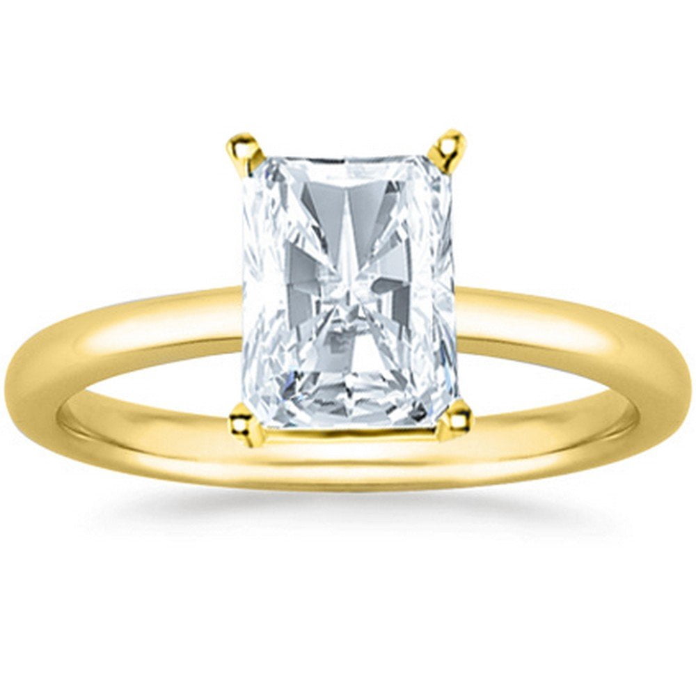 18K Yellow Gold 5 Carat Lab Grown Solitaire Radiant Cut Diamond ...