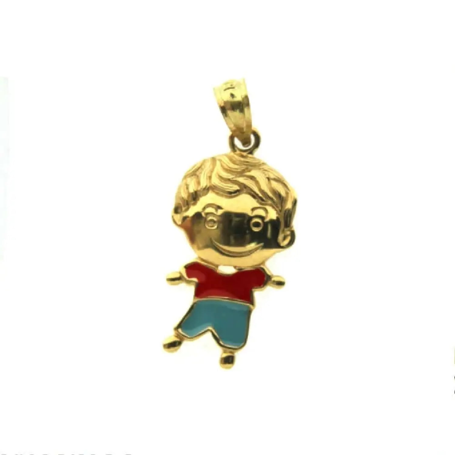 18K Yellow Gold Boy Charm with red and blue enamel (18mm X 10mm/25mm ...